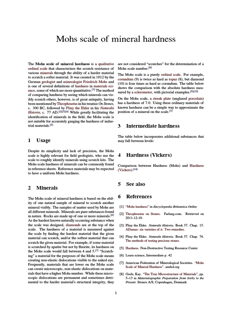Mohs Scale of Mineral Hardness | PDF | Materials Science | Chemical ...