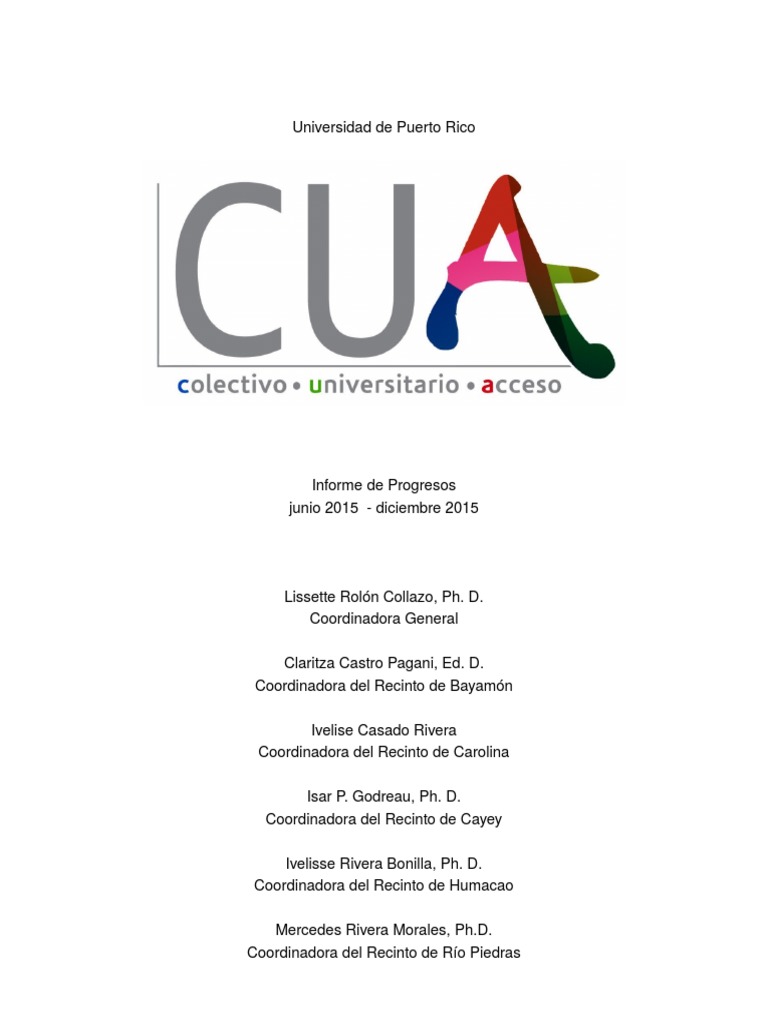 Informe de Progreso 3er Sem CUA UPRB | PDF | Puerto Rico | Academia