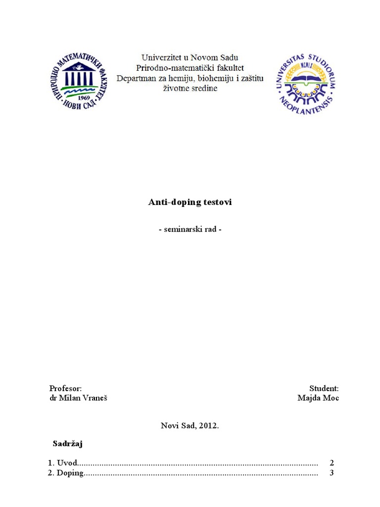 Anti-Doping Tests | PDF