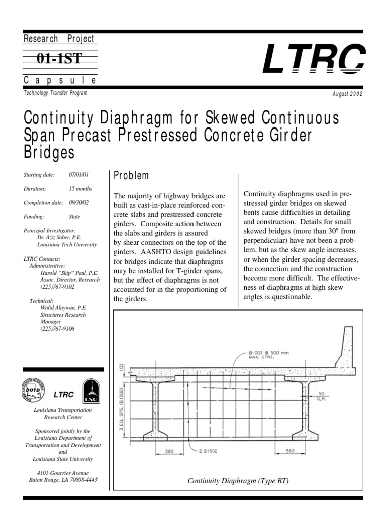 Continuity Diaphragm For Skewed Continuous Span Precast | PDF ...