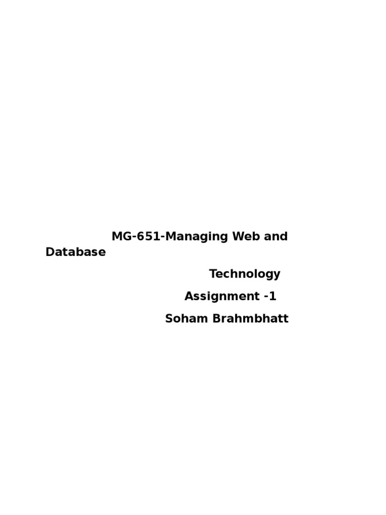 MG-651-Managing Web and Database Technology Assignment - 1 Soham ...
