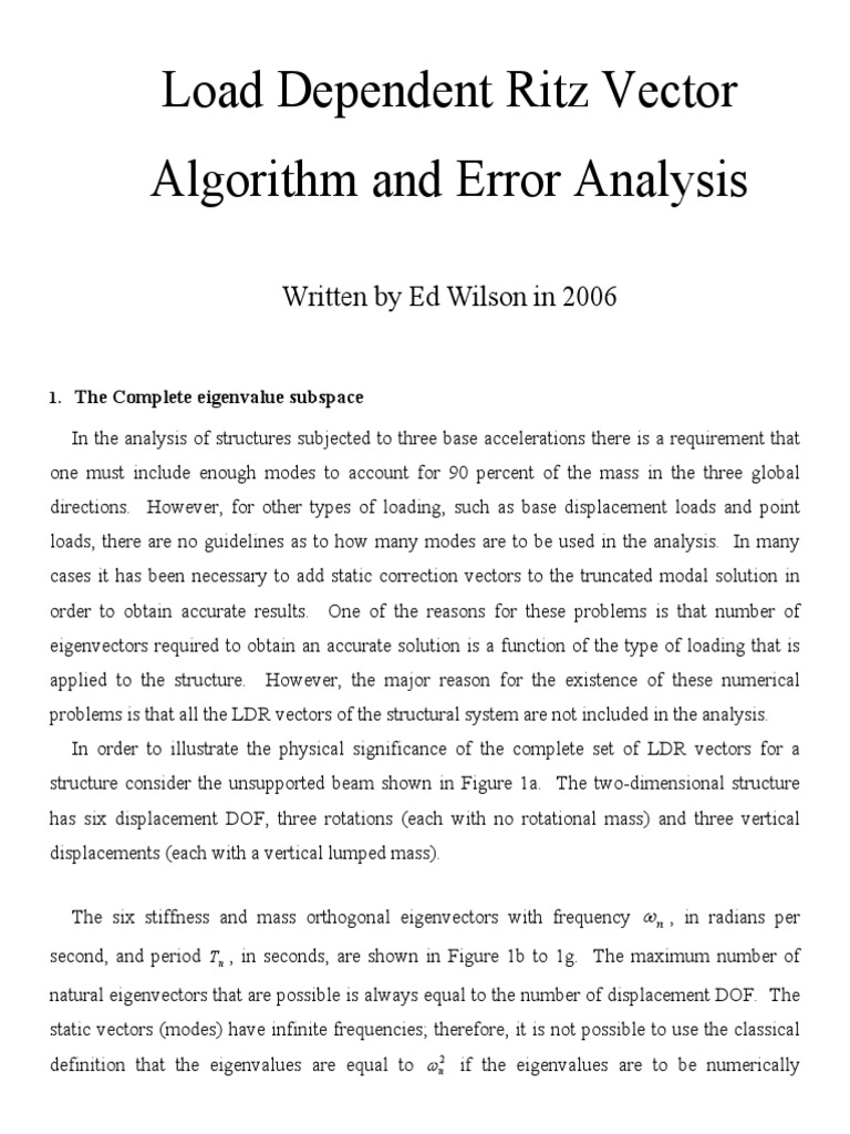 Load Dependent Ritz Vector Algorithm and Error Ananlysis | PDF | Eigenvalues And Eigenvectors ...