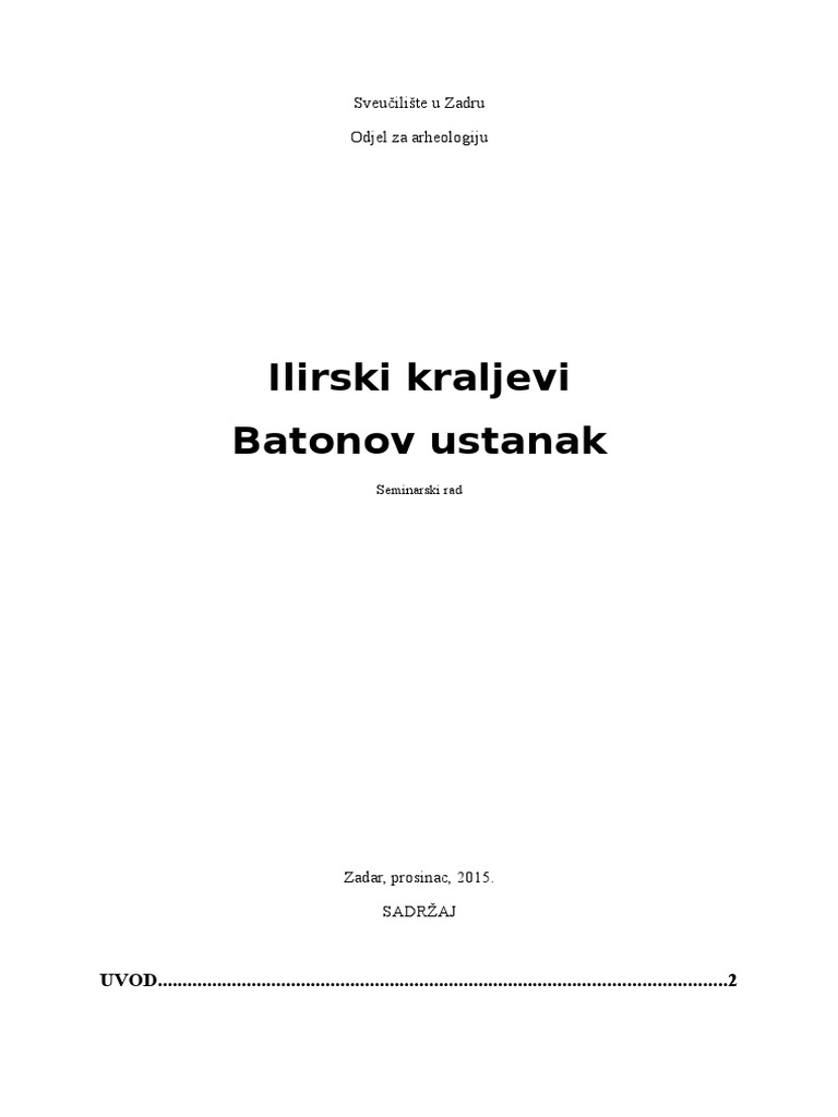 Ilirski Kraljevi Batonov Ustanak | PDF