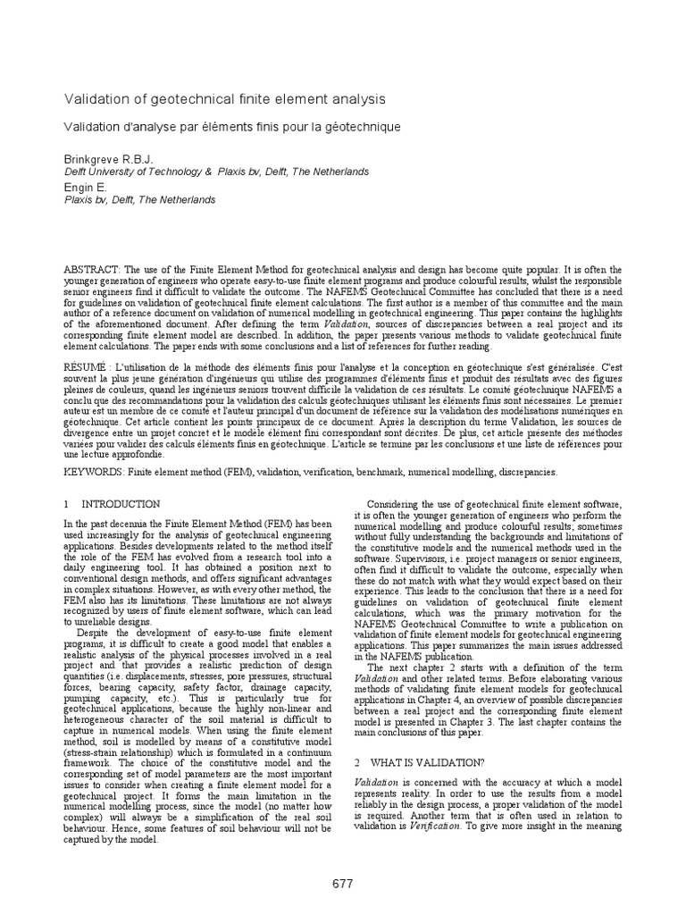 Validation Of Geotechnical Finite Element Analysis Pdf Conceptual Model Computer Simulation