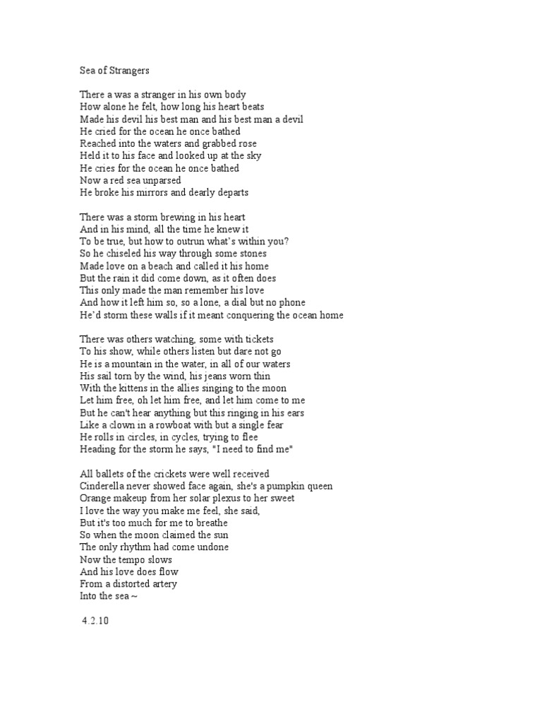 Sea of Strangers (Poem) | PDF