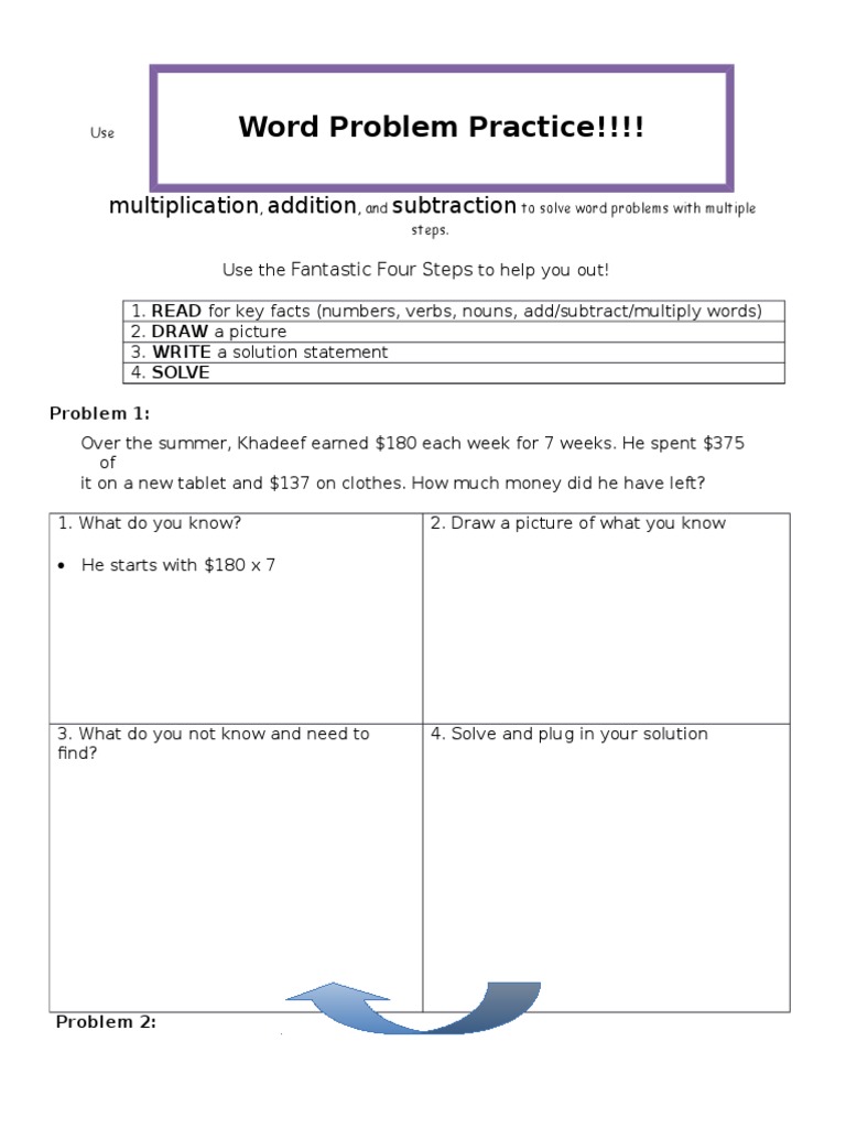 Multi-Step Math Word Problems Guide | PDF | Career & Growth | Language ...