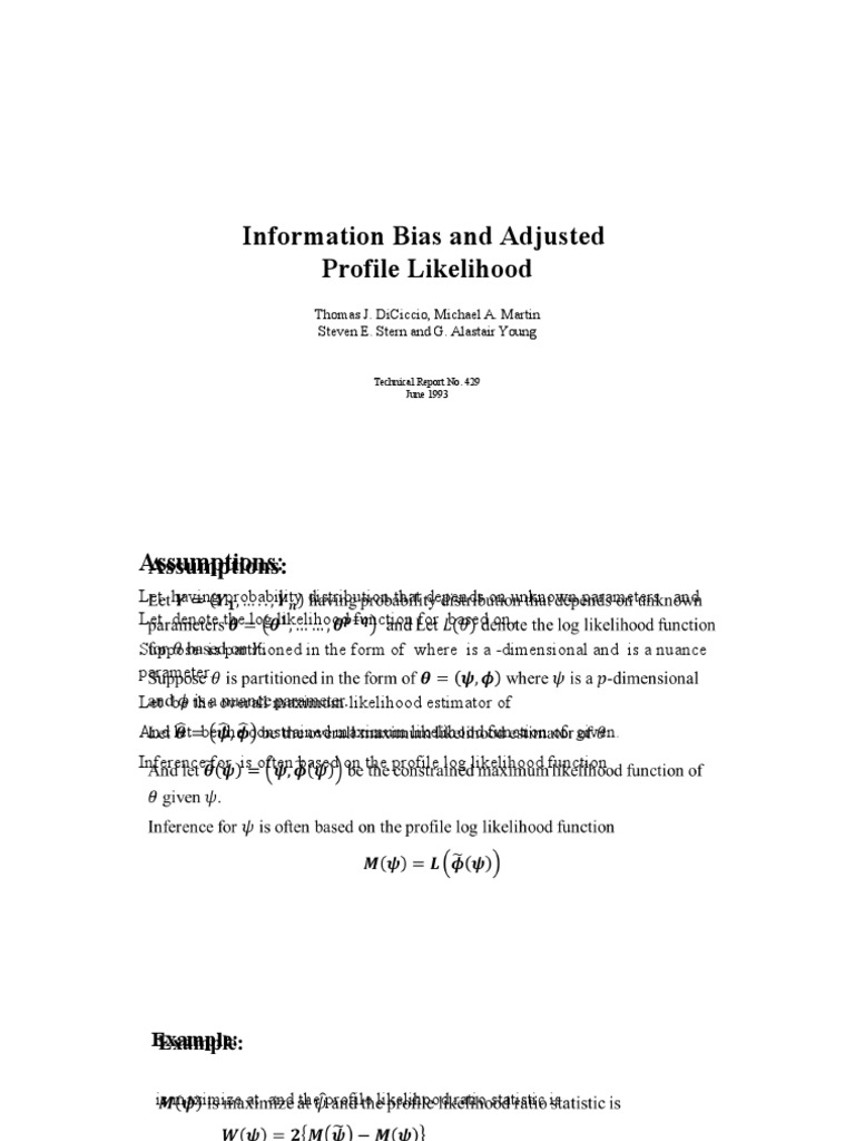Information Bias and Adjusted Profile Likelihood | PDF | Bias Of An Estimator | Matrix (Mathematics)