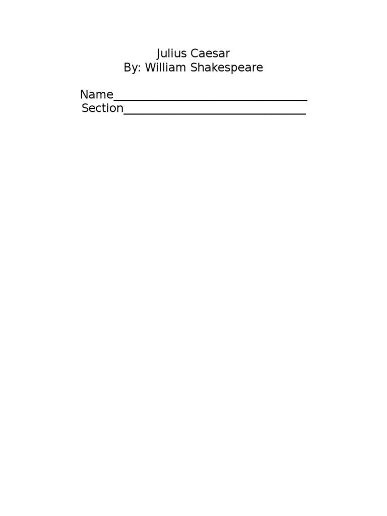 Julius Caesar Packet | PDF | Marcus Junius Brutus The Younger | Mark Antony