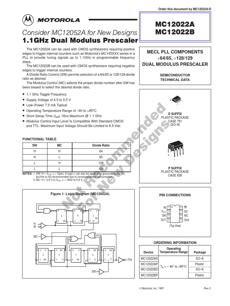 Mc12022A Mc12022B Consider Mc12052A For New Designs 1.1Ghz Dual Modulus ...