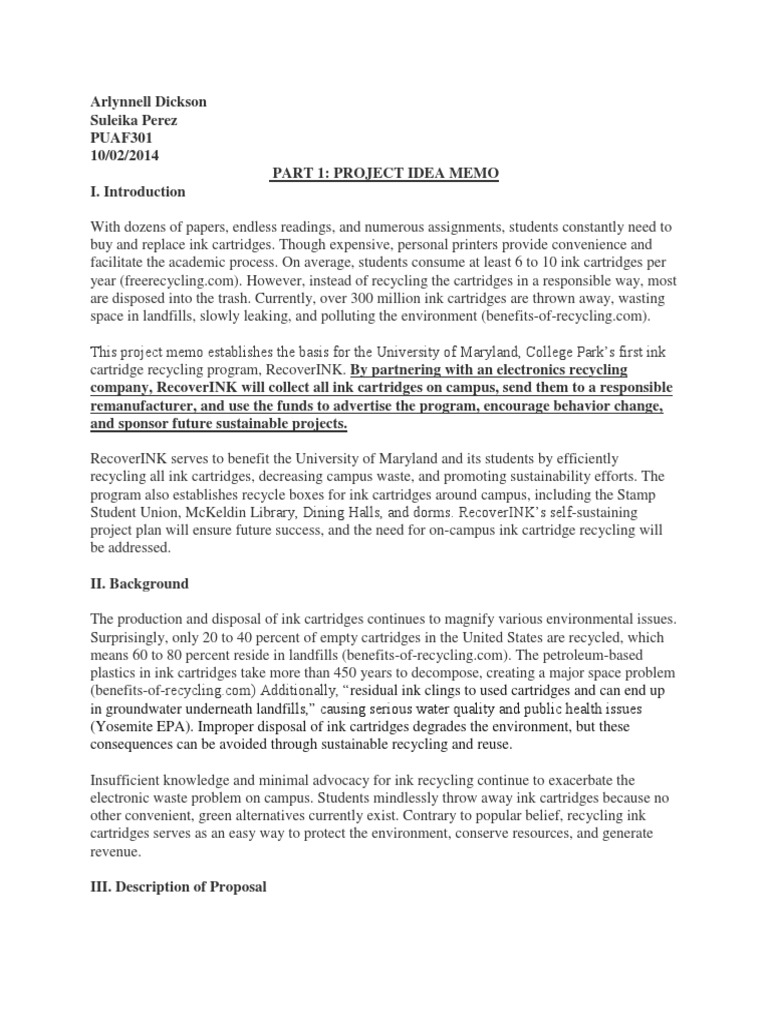 Sustainability Project Memo | PDF | Recycling | Waste