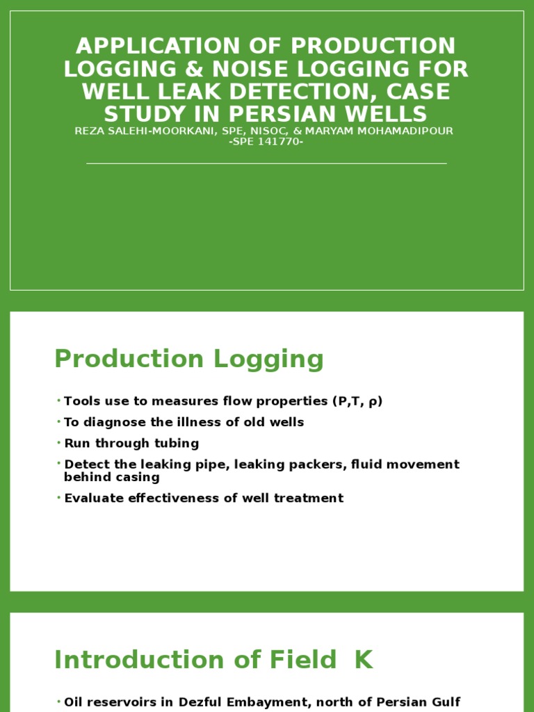 Application of Production Logging & Noise Logging For | PDF | Casing ...