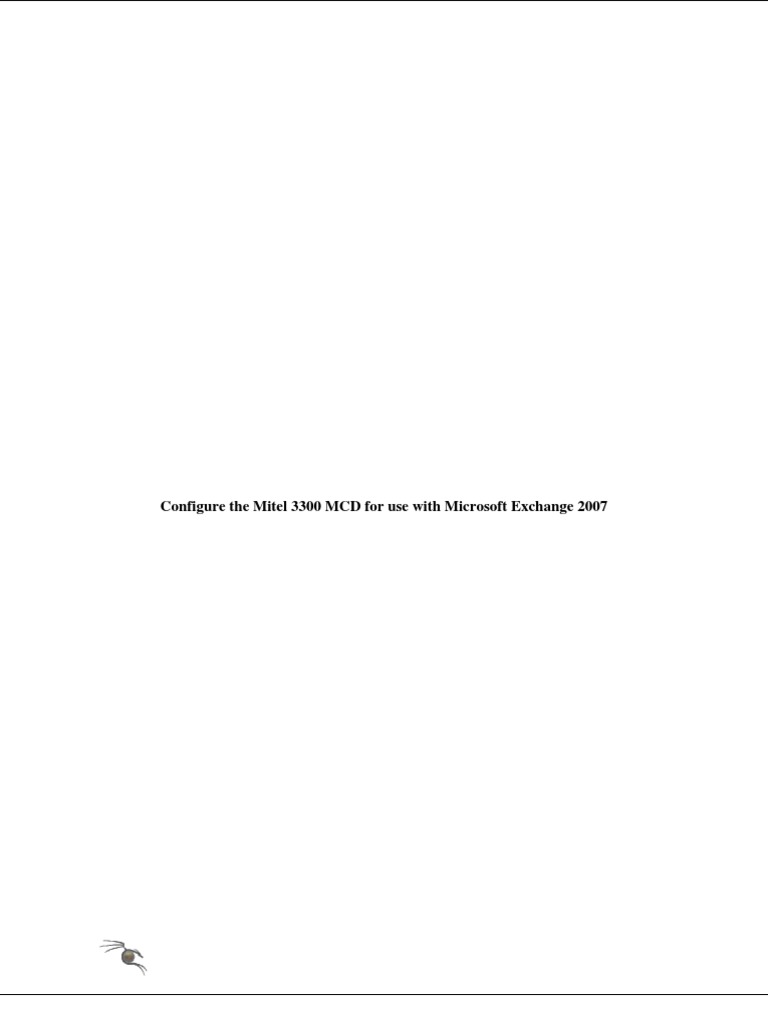Configure The Mitel 3300 MCD For Use With Microsoft Exchange 2007 | PDF ...