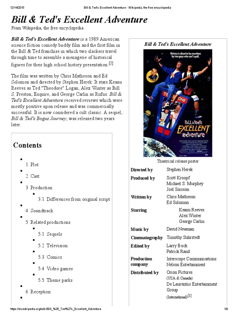 Bill & Ted's Excellent Adventure | PDF | Leisure