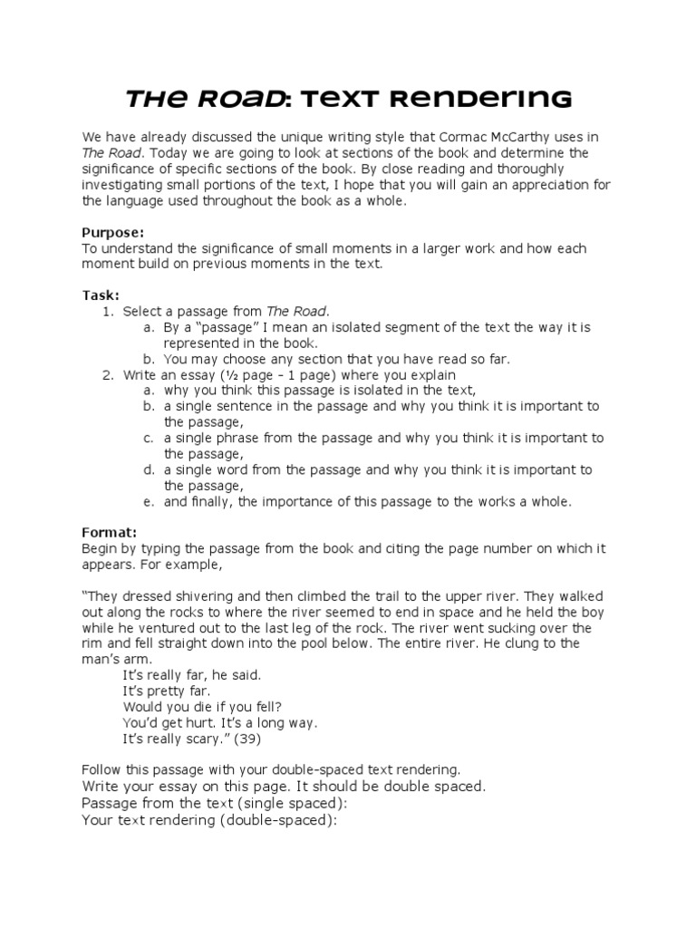 Analyzing Key Passages in The Road | PDF