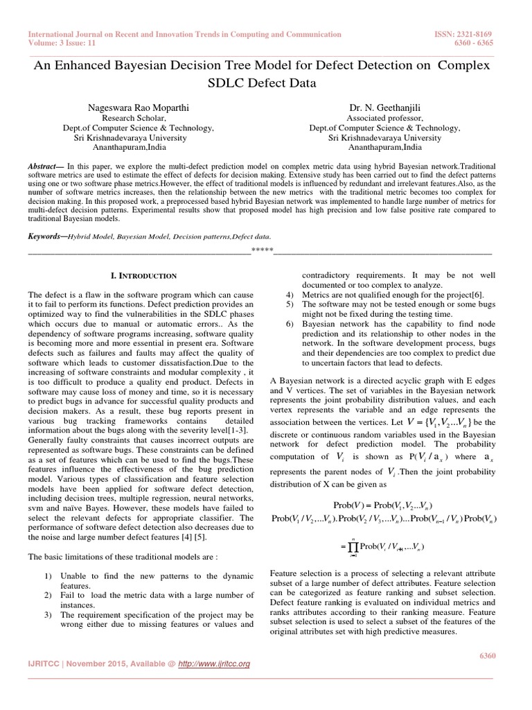 An Enhanced Bayesian Decision Tree Model For Defect Detection On ...