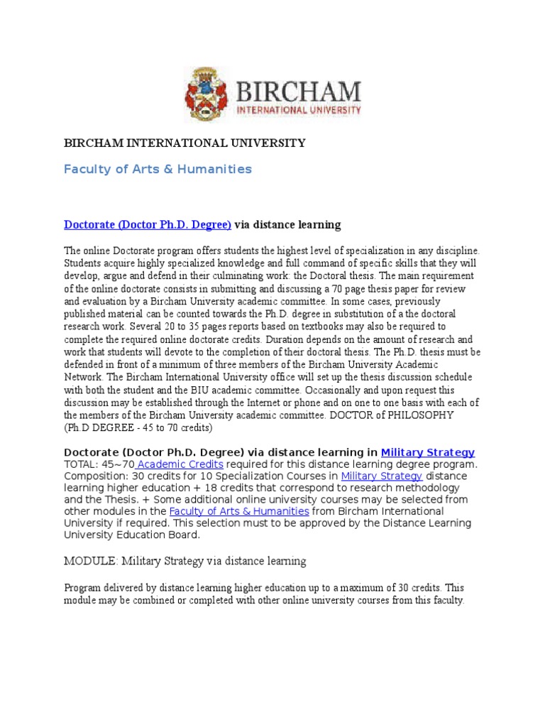 Bircham International University | PDF | Doctor Of Philosophy ...