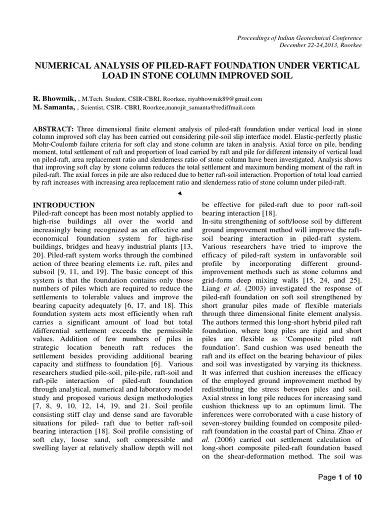Numerical Analysis of Piled-Raft Foundation Under Vertical Load in ...
