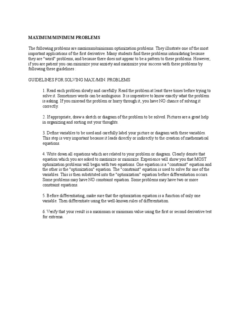 Maximum or Minimum | PDF | Maxima And Minima | Mathematical Optimization