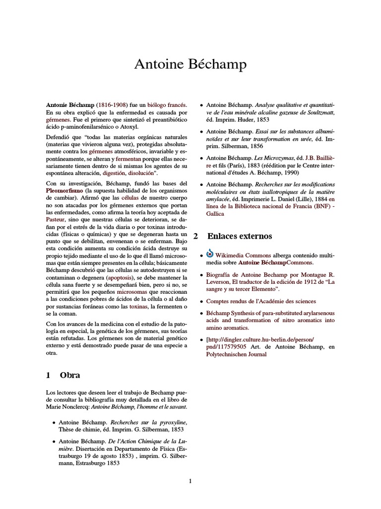 Antoine Béchamp | PDF | Ciencias de la vida | Biología