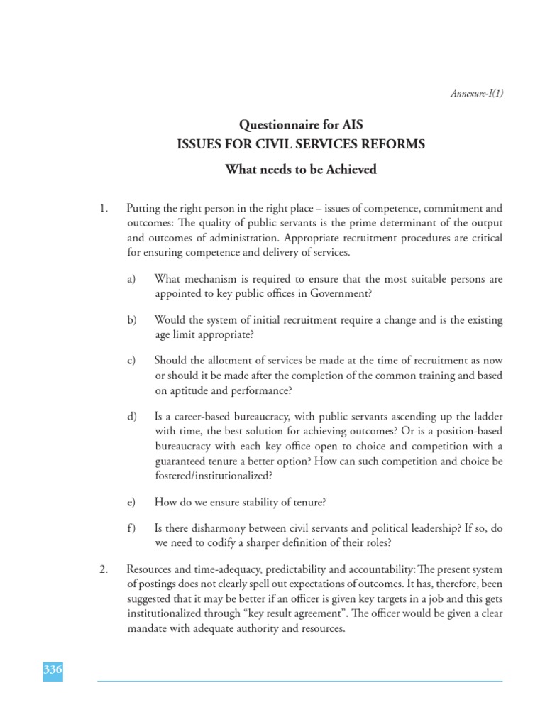 Civil Services Reform Questionnaire | PDF | Competence (Human Resources ...