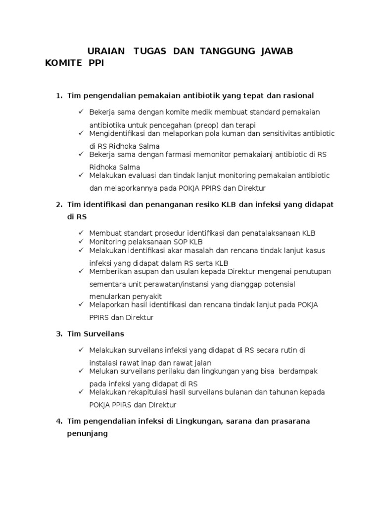 Uraian Tugas Dan Tanggung Jawab Komite Ppi | PDF Uraian Tugas Dan Tanggung Jawab Komite Ppi | PDF