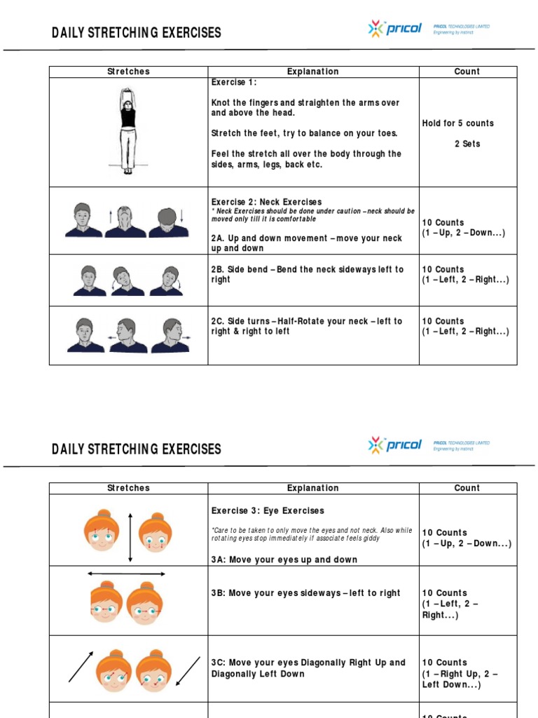 Daily Stretches Handout | Hand | Sports