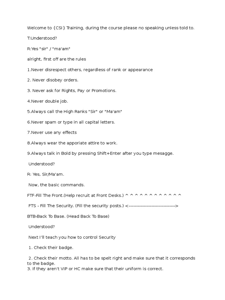Habbo {CSI} Training Guidelines | PDF | Career & Growth | Language Arts ...