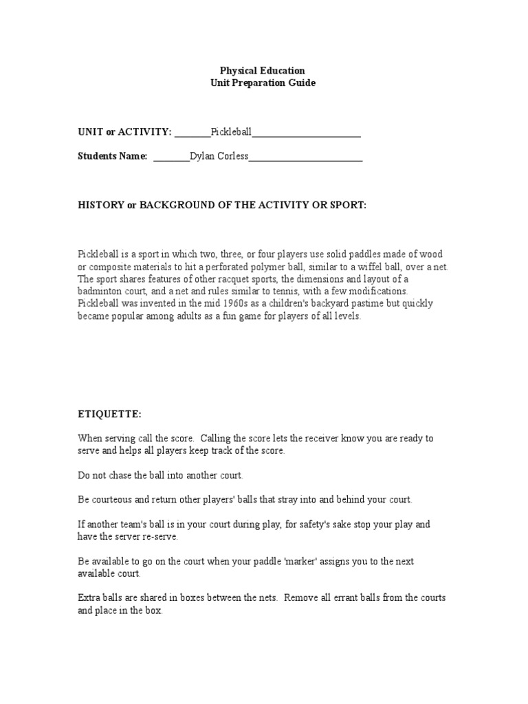 Physical Education Unit Preparation Guide | PDF | Games Of Physical ...
