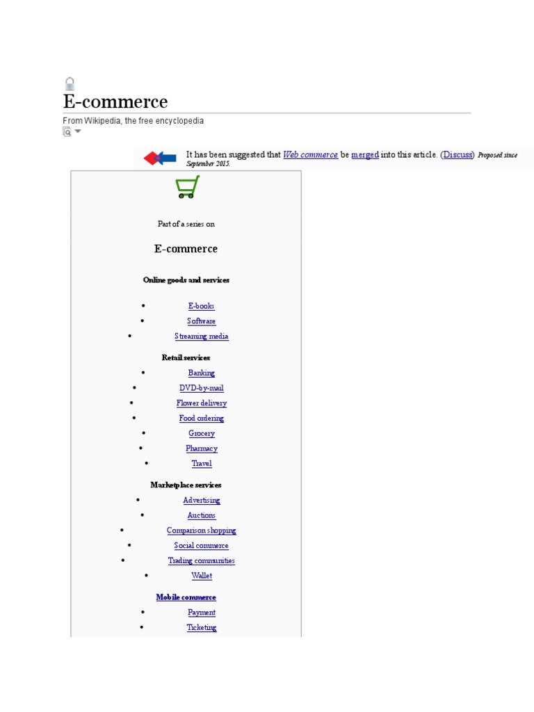 E Commerce Wikipedia | PDF | E Commerce | Market (Economics)