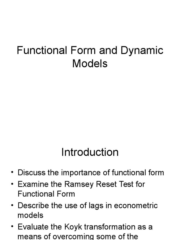 Modeling Dynamics: Functional Form, Lagged Variables, and the Koyck ... Modeling Dynamics: Functional Form, Lagged Variables, and the Koyck ...