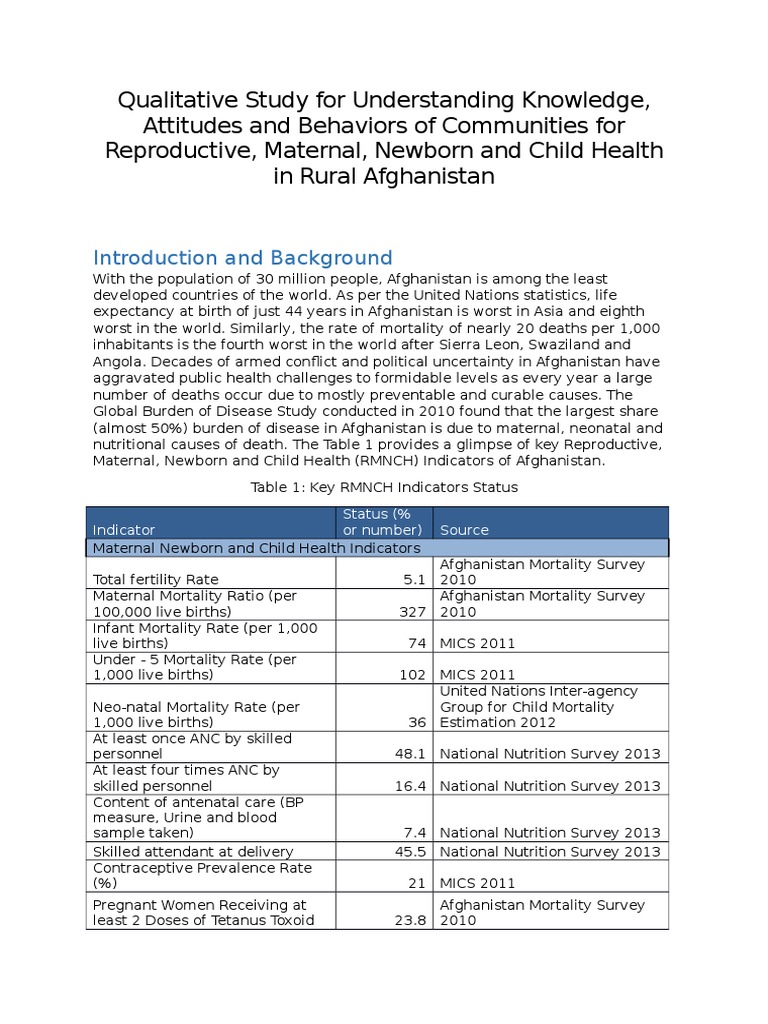 FGDs Report | PDF | Childbirth | Infants