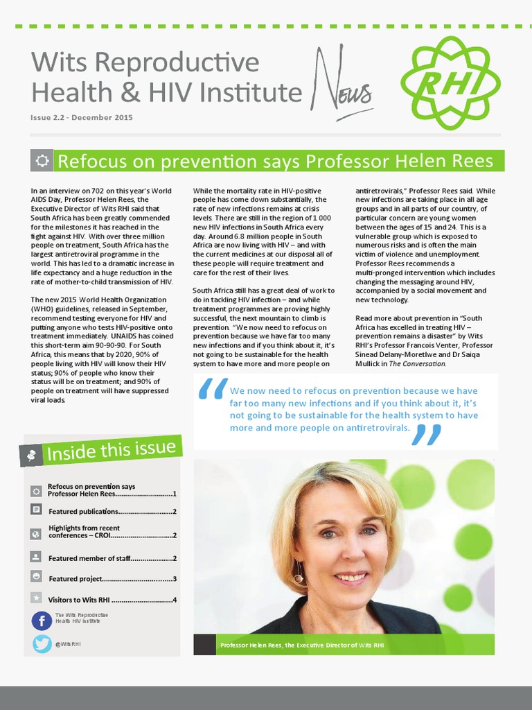 Refocus On Prevention Says Professor Helen Rees: Inside This Issue ...