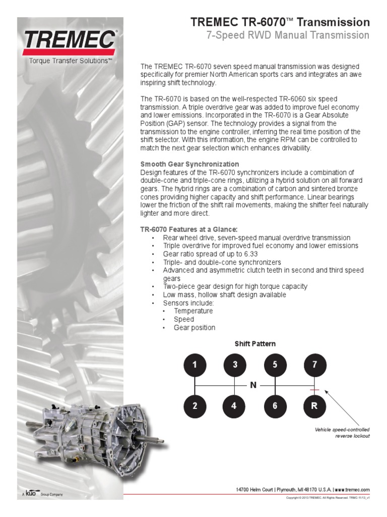 Tremec TR-6070 | PDF | Manual Transmission | Transmission (Mechanics)