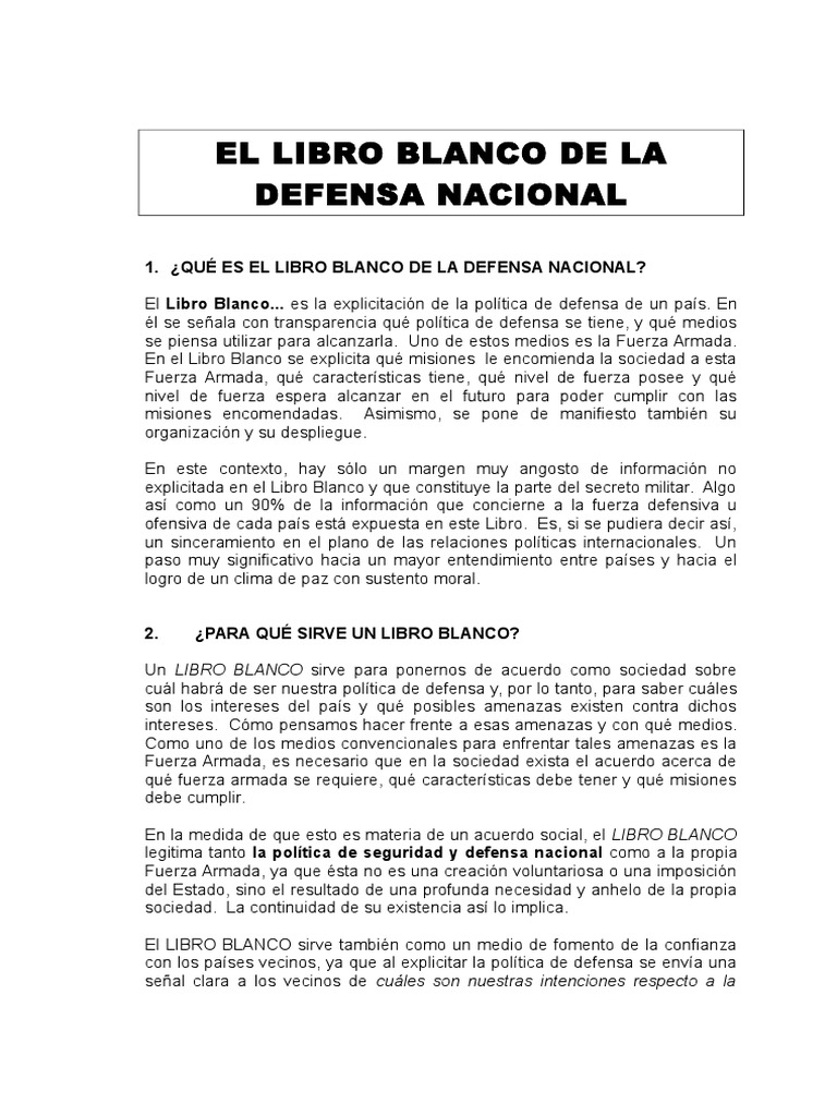 Resumen de Libro Blanco de La Defensa | PDF | Democracia | Ideologías ...