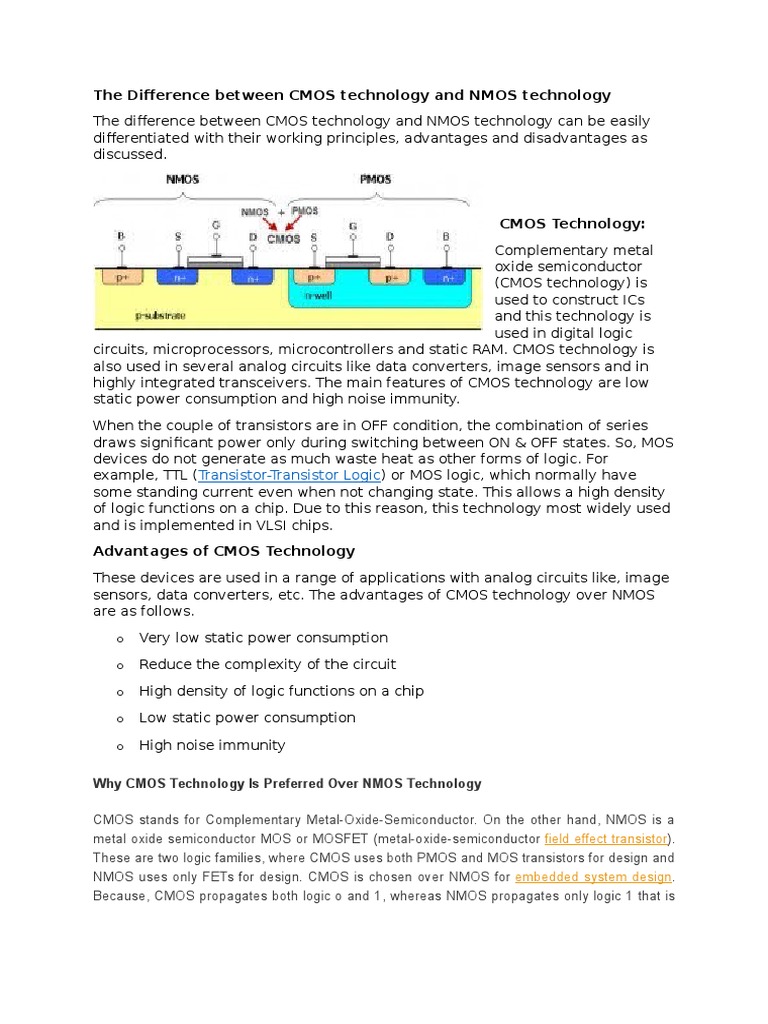 The Difference Between CMOS Technology and NMOS Technology | Cmos | Mosfet