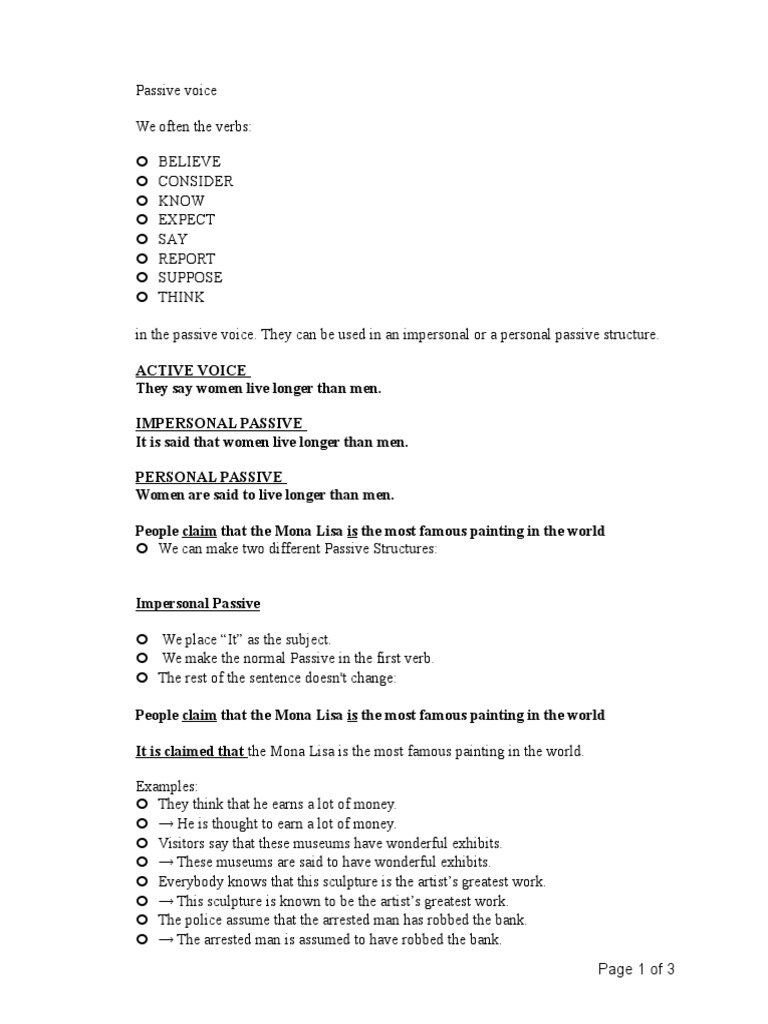 A Guide to Impersonal and Personal Passive Voice Structures with ...