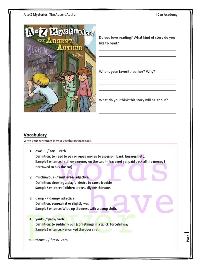 A - Z Mysteries Module Book A Absent Author | PDF | A To Z Mysteries ...