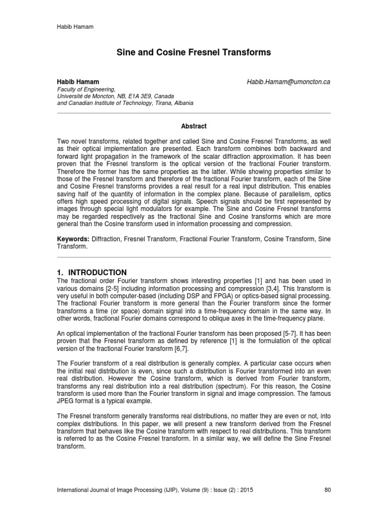 Sine and Cosine Fresnel Transforms | PDF | Trigonometric Functions | Sine