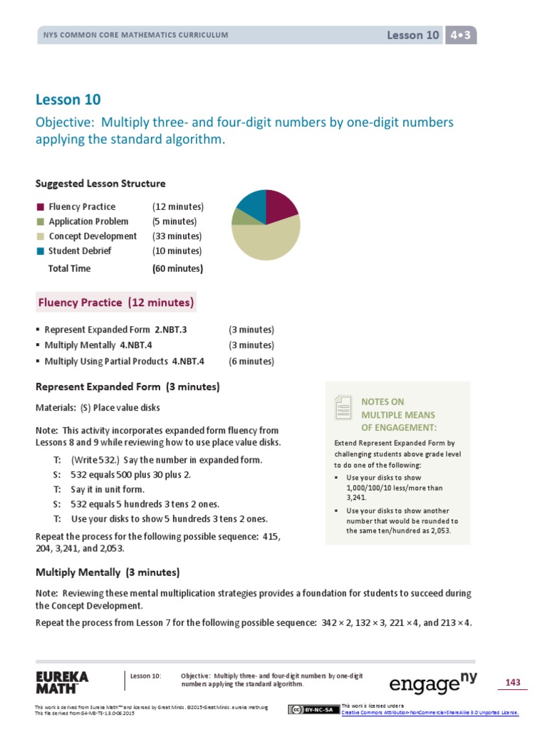 Math-G4-M3-Topic-C-Lesson-10 2 | PDF | Common Core State Standards Initiative | Multiplication