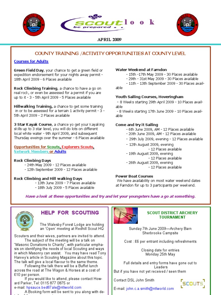 Scoutlook April 2009 | PDF | Outdoor Recreation | Leisure