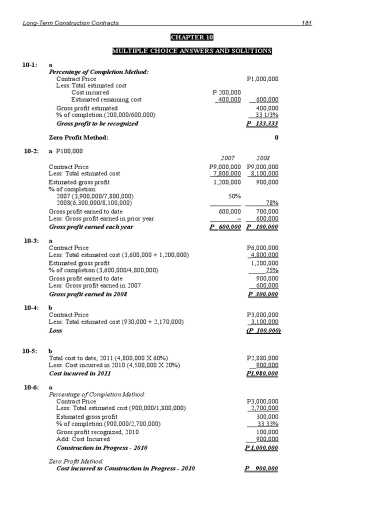 Long-Term Construction Contracts | PDF | Revenue | Cost