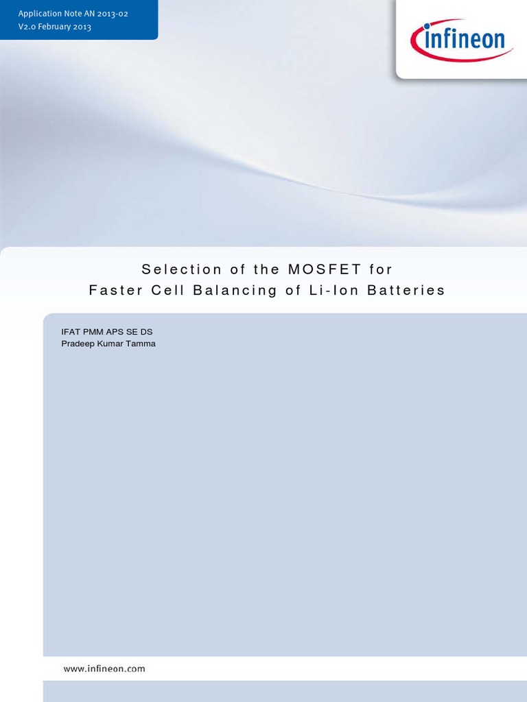 Selec - MOSFET For Faster Bat - Cell Balanc-AN2013-02-Infineon | PDF ...