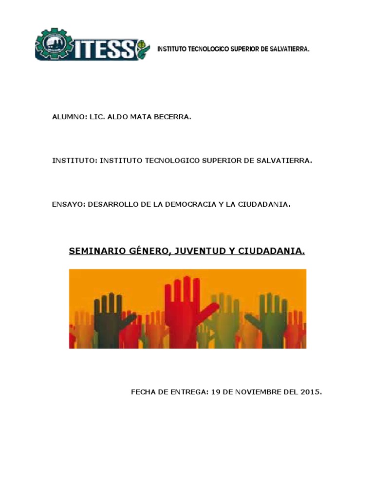 Desarrollo de La Democracia y La Ciudadanía Ensayo Diplomado | Descargar gratis PDF | Ciudadanía ...