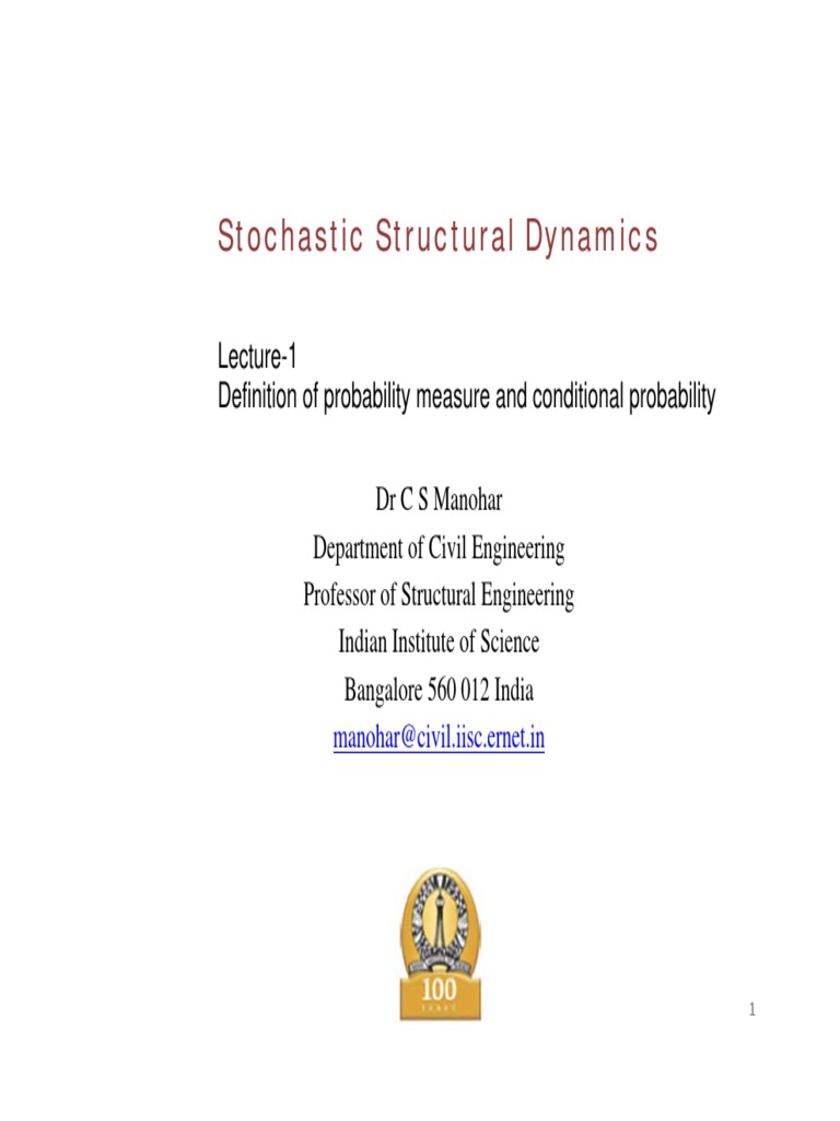Stochastic Structural Dynamics: Lecture-1 Definition of Probability Measure and Conditional ...