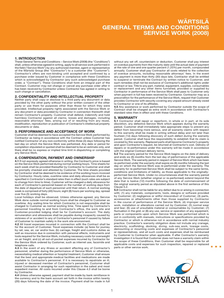 Services GTC - Service Work 2008 | PDF | Civil Law (Legal System ...