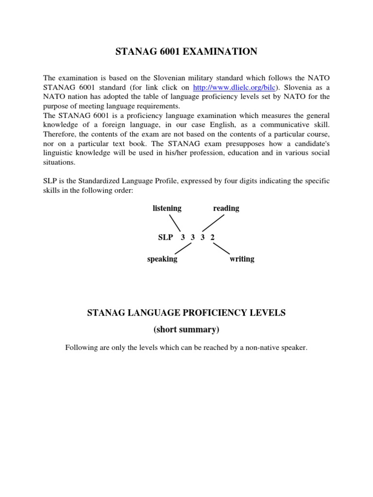 Stanag 6001 Examination | PDF | Test (Assessment) | Speech