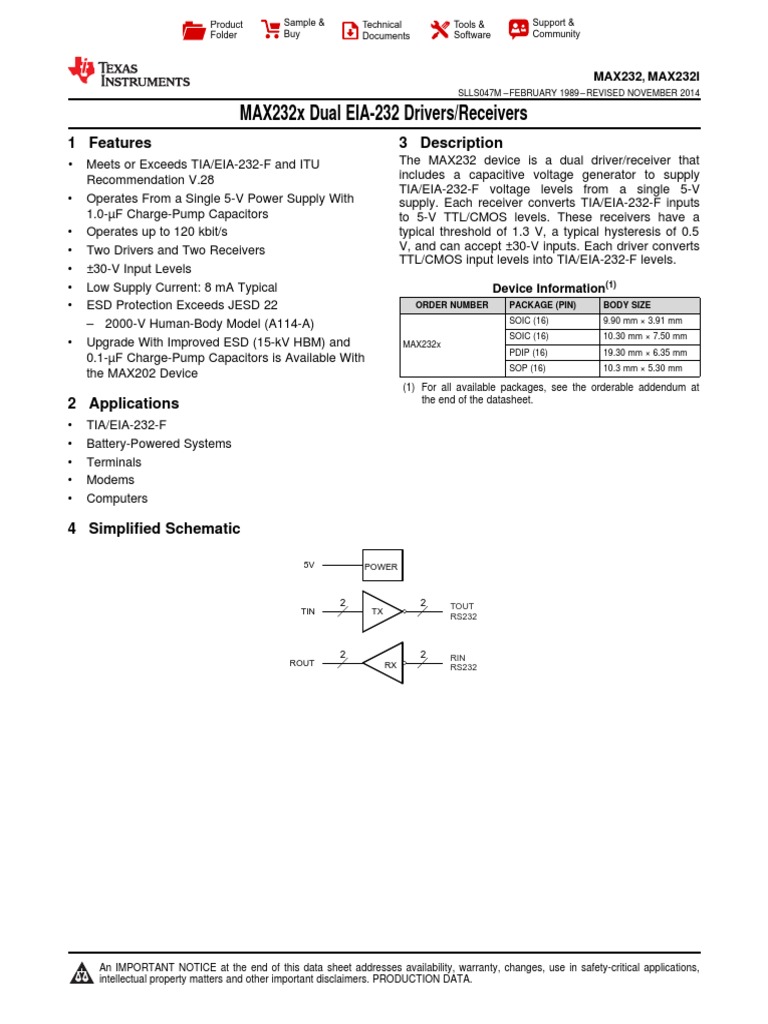 Max232 PDF | PDF | Electrostatic Discharge | Capacitor
