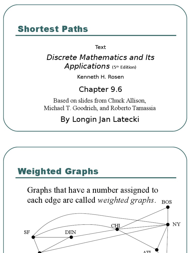 Shortest Paths: Discrete Mathematics and Its Applications | PDF | Time ...