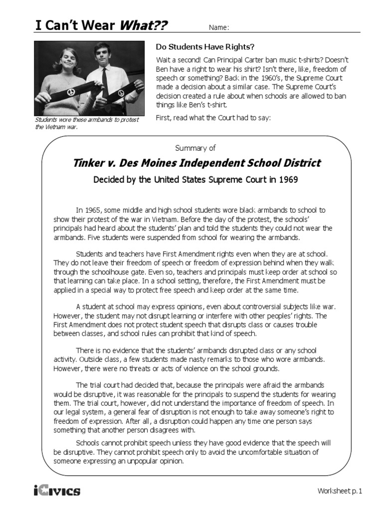 Tinker V Des Moines | PDF | United States Supreme Court Cases | Lawsuit