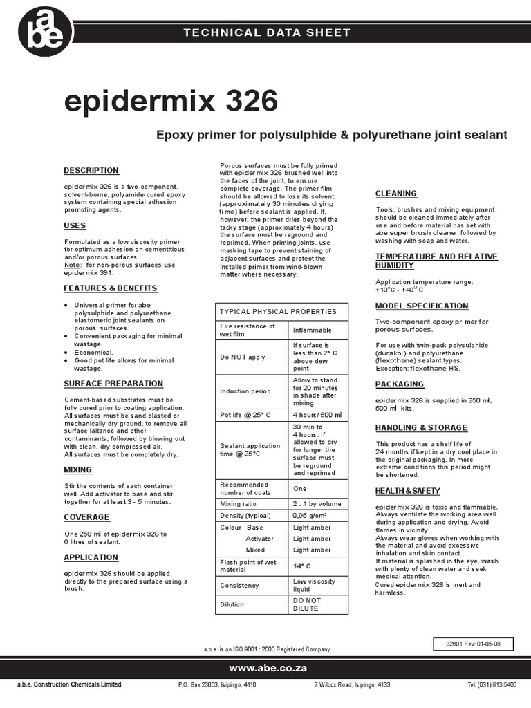 Epidermix 326 | PDF | Epoxy | Specification (Technical Standard)